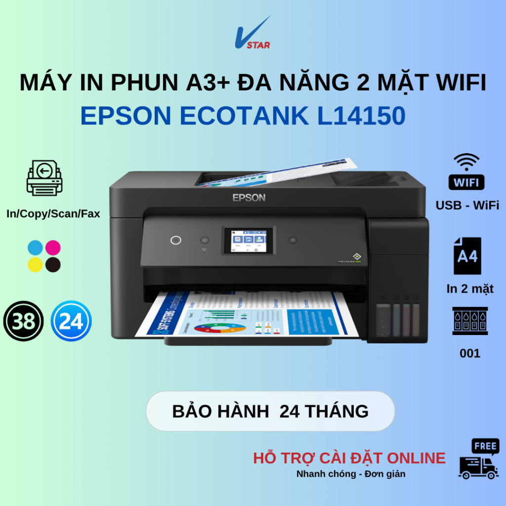 Epson L14150 A3 Color Inkjet Printer – 2-sided printing Scan Copy Fax ...