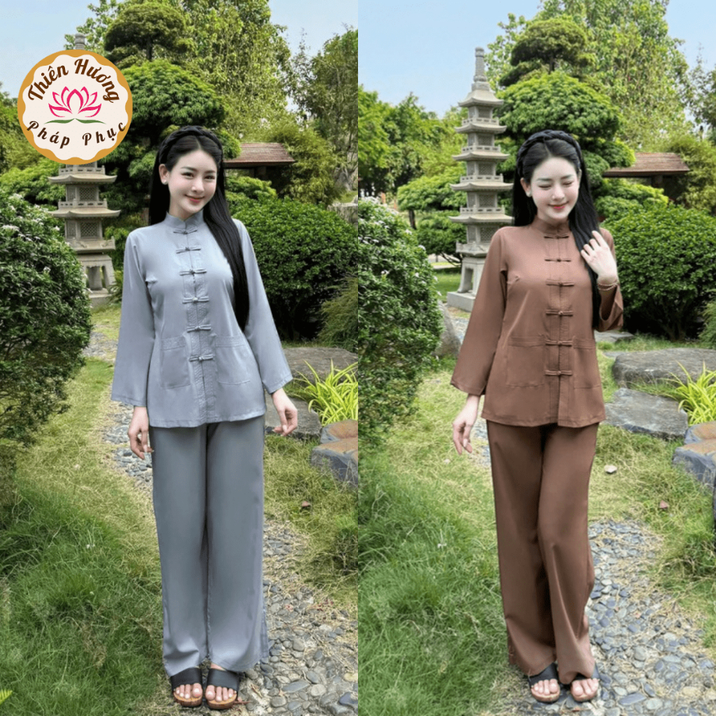 Ancient Chinese silk pagoda outfit with long sleeves, French temple ...