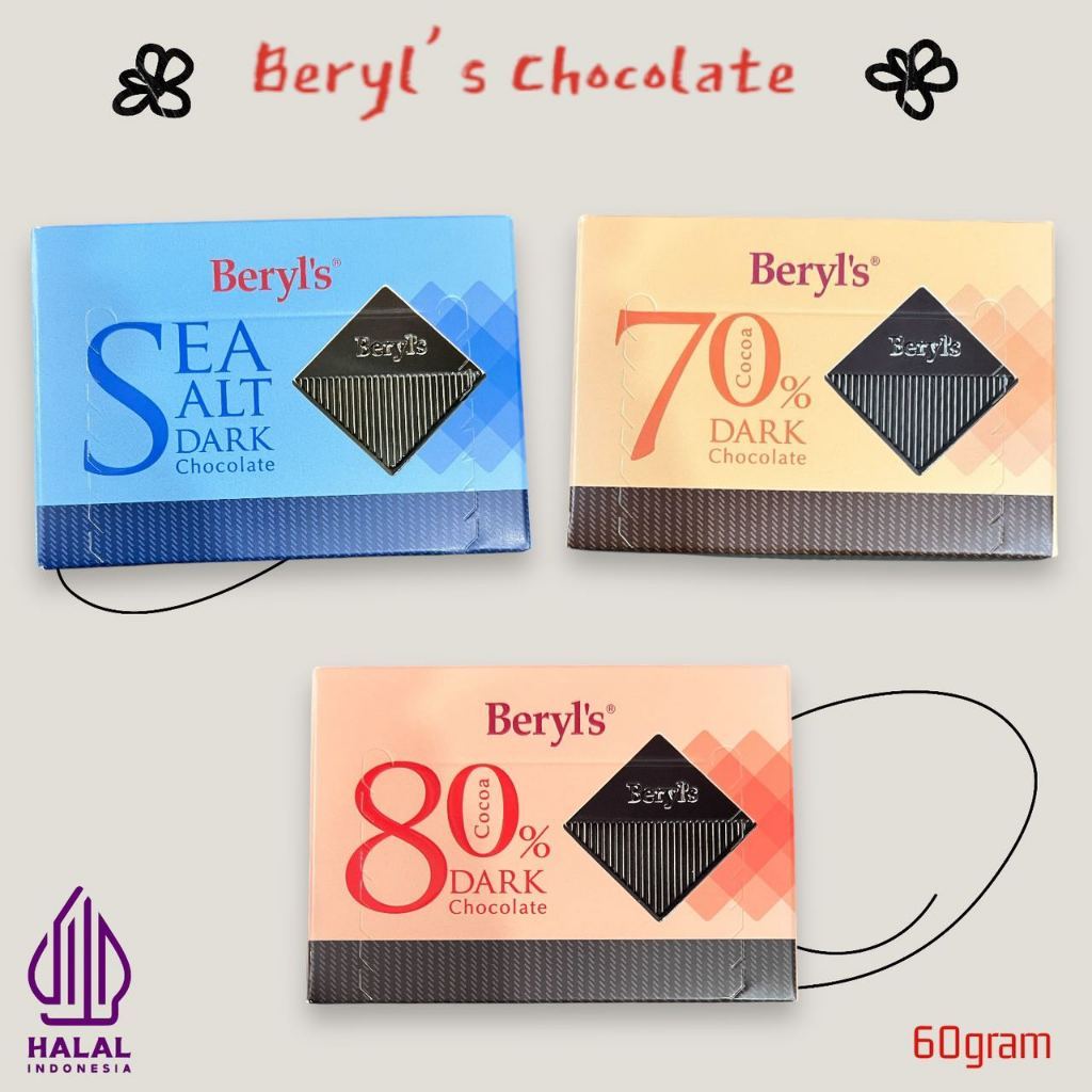 (3 flavors) Dark Chocolate Beryl's Malaysia 60g new model pure bitter ...