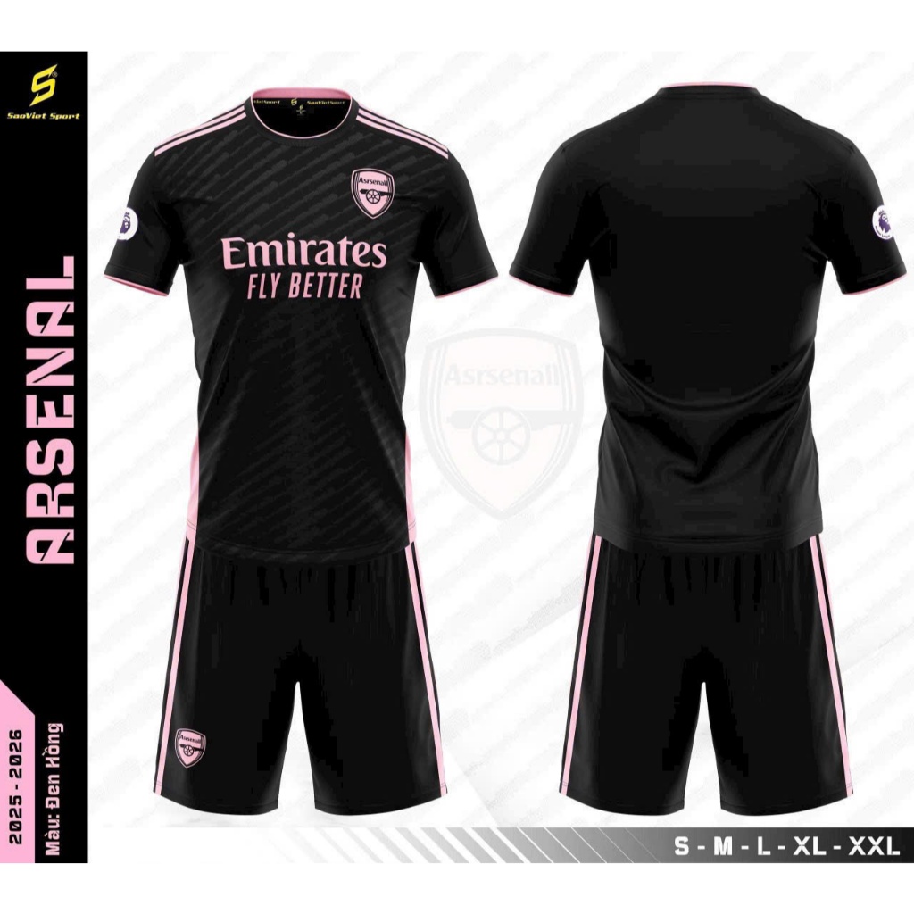 Arsenal Club Black Football Kit | Shopee Malaysia