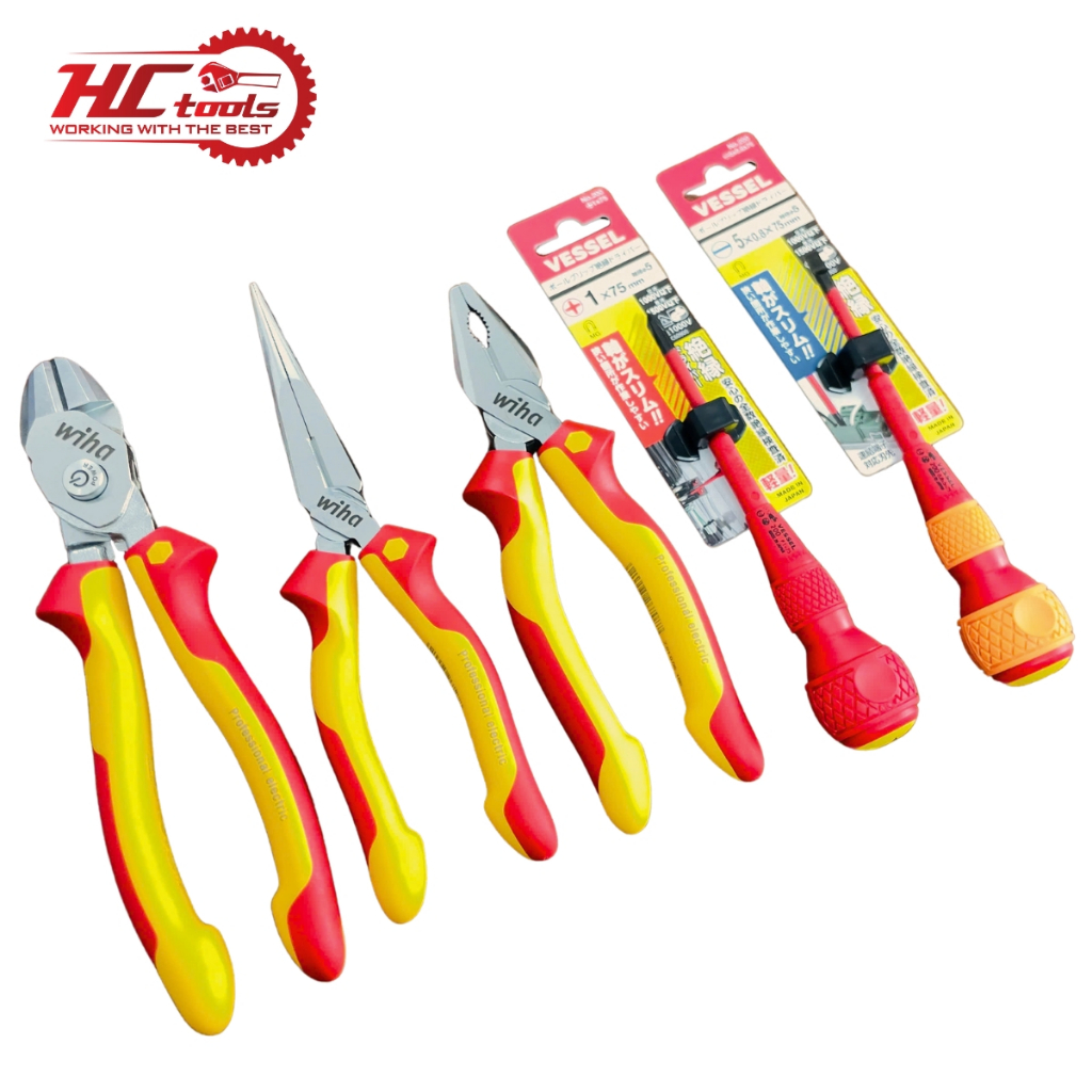 Set of 3 Wiha Germany insulated pliers 1000V (Wiha 38191, 26727, 26708 ...