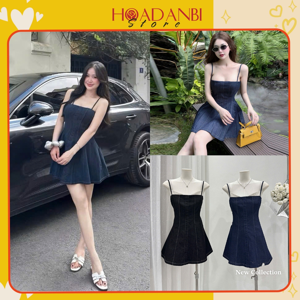 Luxury flared jean two-strap dress, extremely easy to coordinate with ...