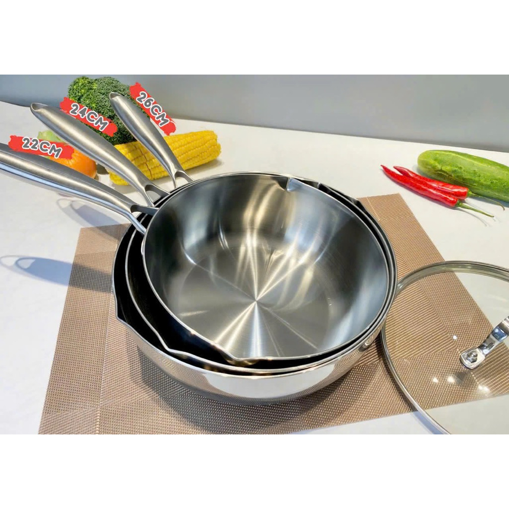 Seka Deep and Shallow Snow Pan Genuine High Quality Cast 304 Stainless ...