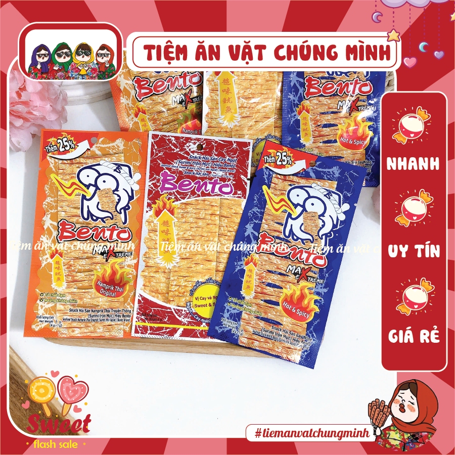 [COMBO 5 PACK] Squid Bento Pack 4g Thai Squid Bento Snack All 3 Flavors ...