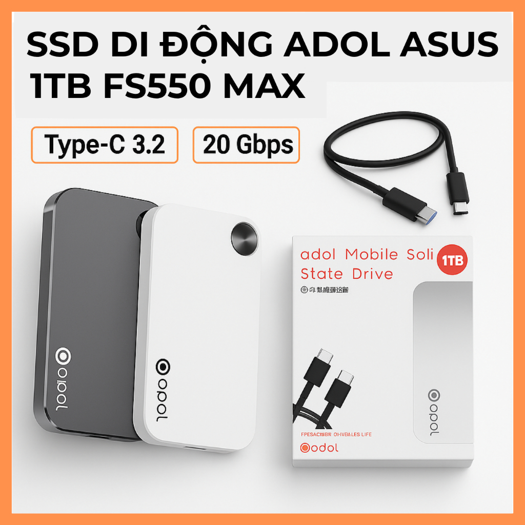 Genuine ADOL (ASUS) 1TB FS550 Max Portable SSD Hard Drive – USB Type-C ...