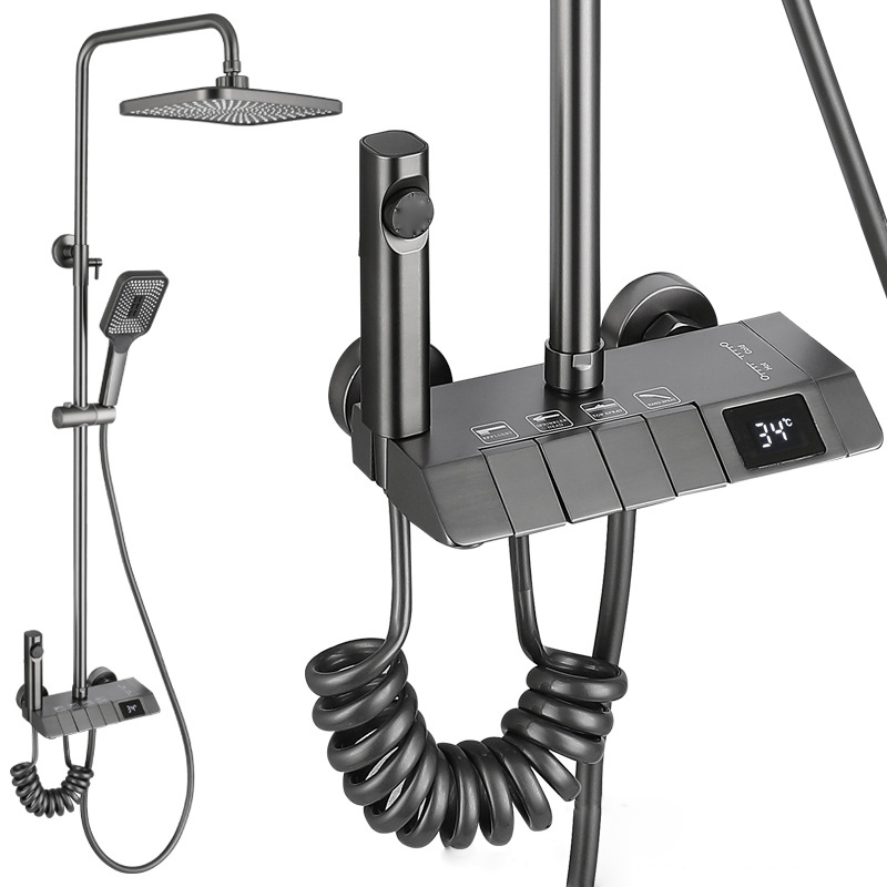 Standing Shower with Keyboard Copper Core Temperature Display ...
