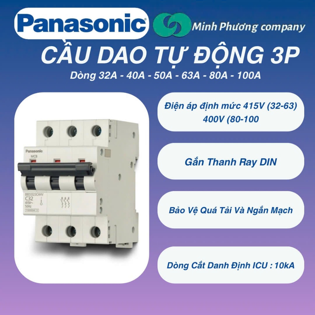 Panasonic CB Automatic Circuit Breaker 3 Phase 3 Shrimp 32A - 100A MCB ...