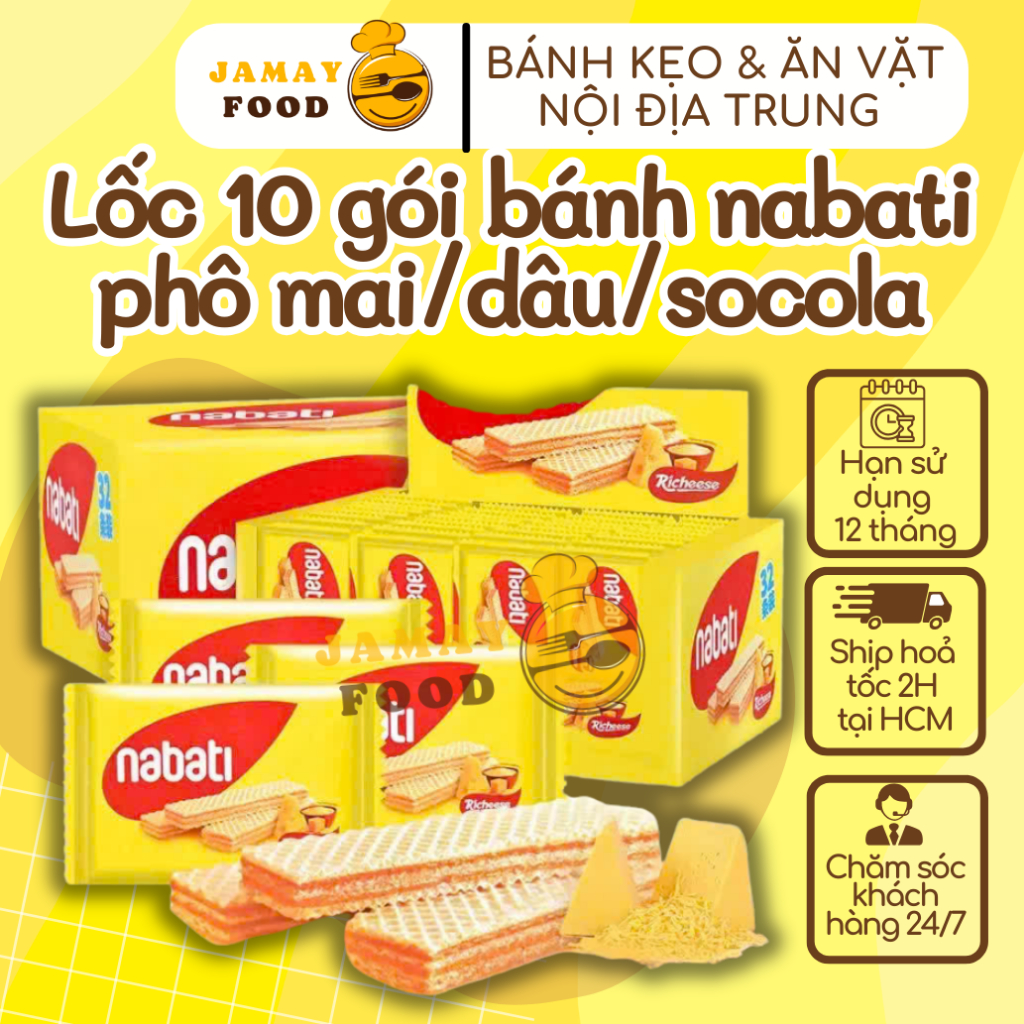 Lot of 10 packs of crispy, fragrant nabati cake 17g with cheese/taro ...