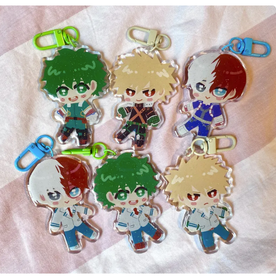 Todoroki bakugo deku double-sided my hero academia keychains charms ...