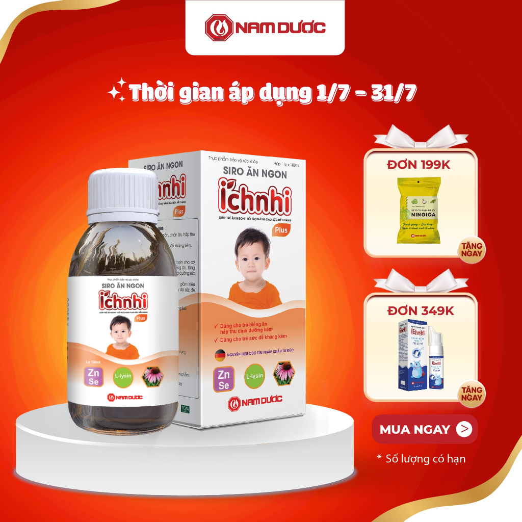 Health protection food Ich Nhi Plus delicious syrup, 100 ml bottle ...