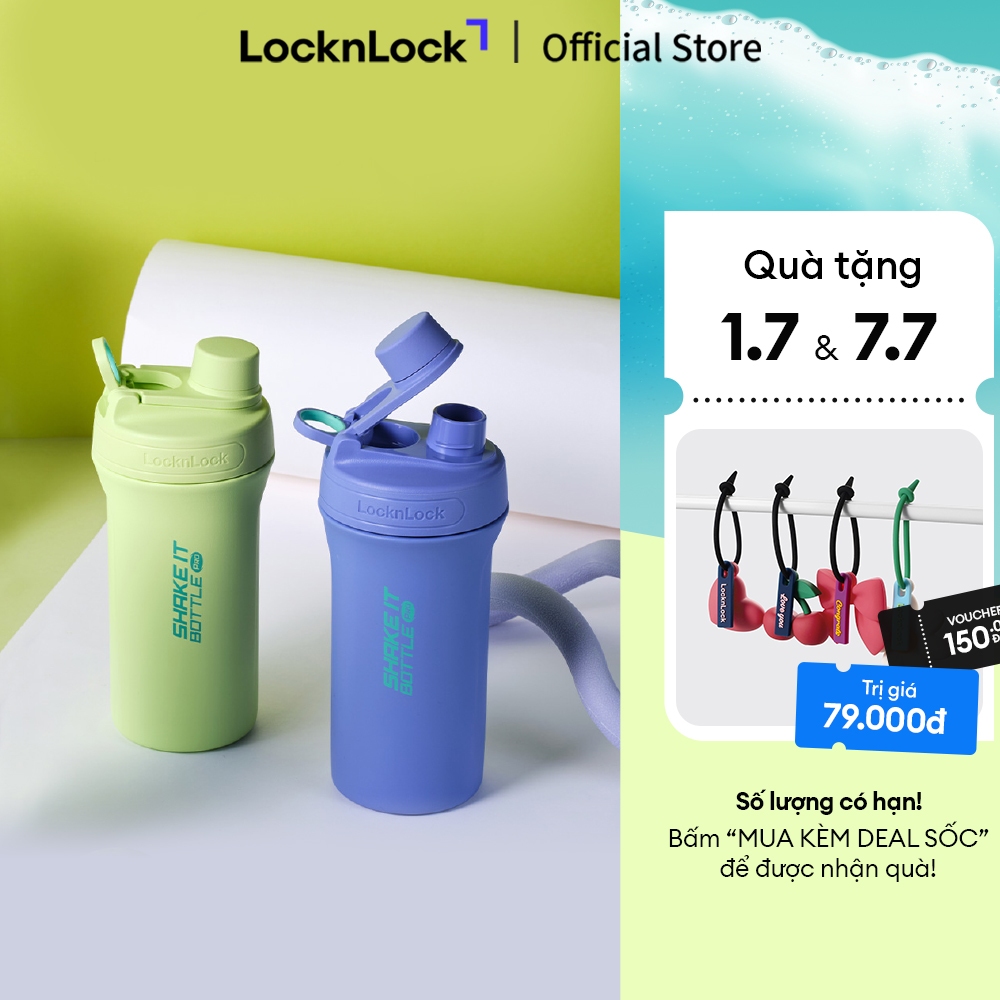 LocknLock Shake It Bottle Pro 650ml stainless steel thermos with volume ...