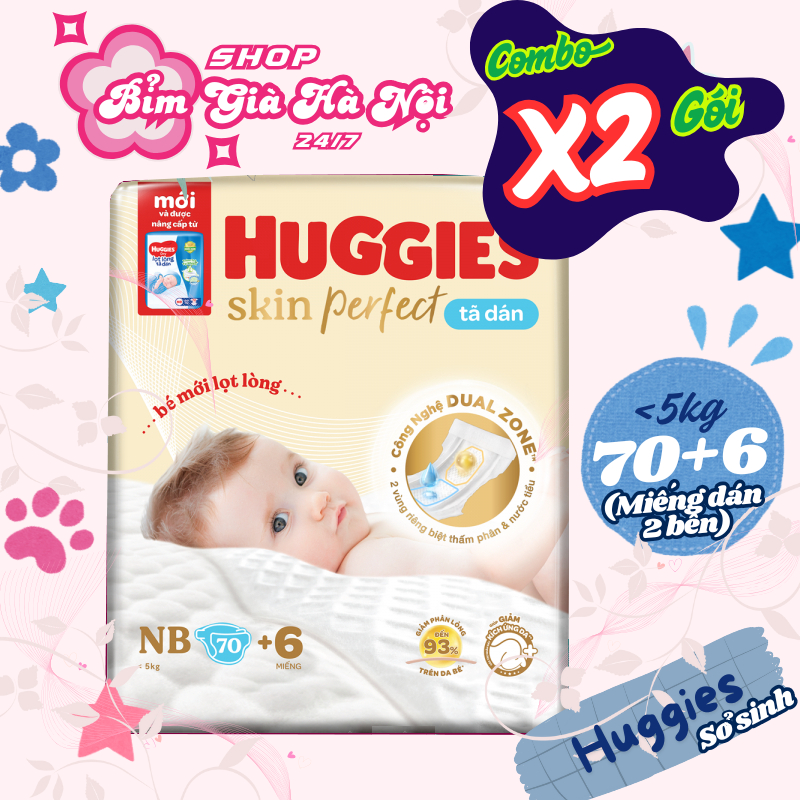 (Combo of 2 packs) Huggies 70+6 newborn diapers super cheap super soft ...