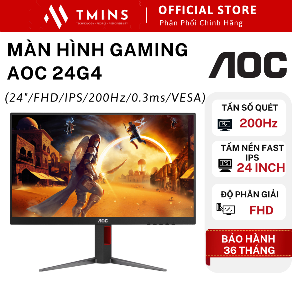 AOC 24G4 gaming monitor (24 inch/Fast IPS/FHD/200Hz/0.3ms) - Genuine ...