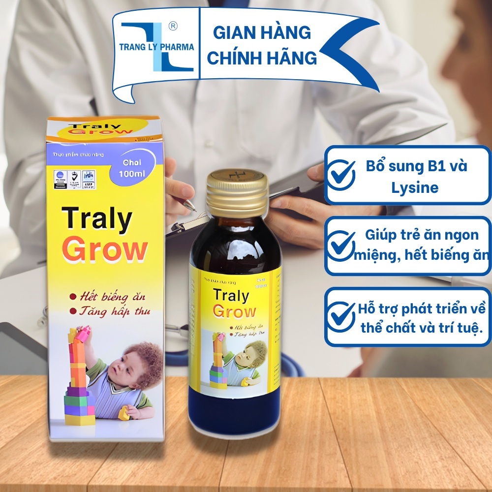 Traly Grow syrup supplemented with B1 and high-content Lysine to help children eat well, 100ml ...