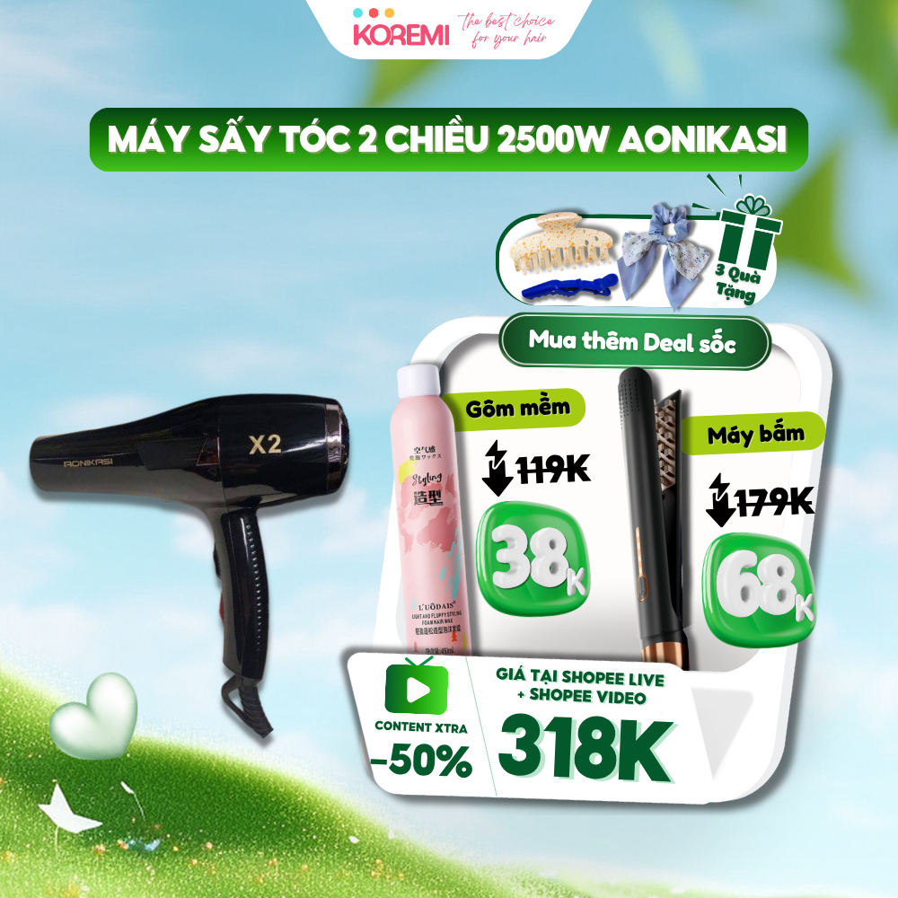 KOREMI 1800W Real Capacity Hot and Cold Hair Dryer NA-6688 and AONIKASI ...