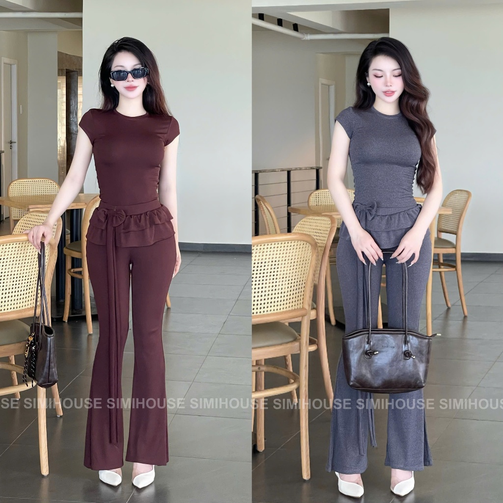 TRENDY FLARE SHIRT SET WITH Ruffled Bow / WOMEN DRESS hot flared pants ...
