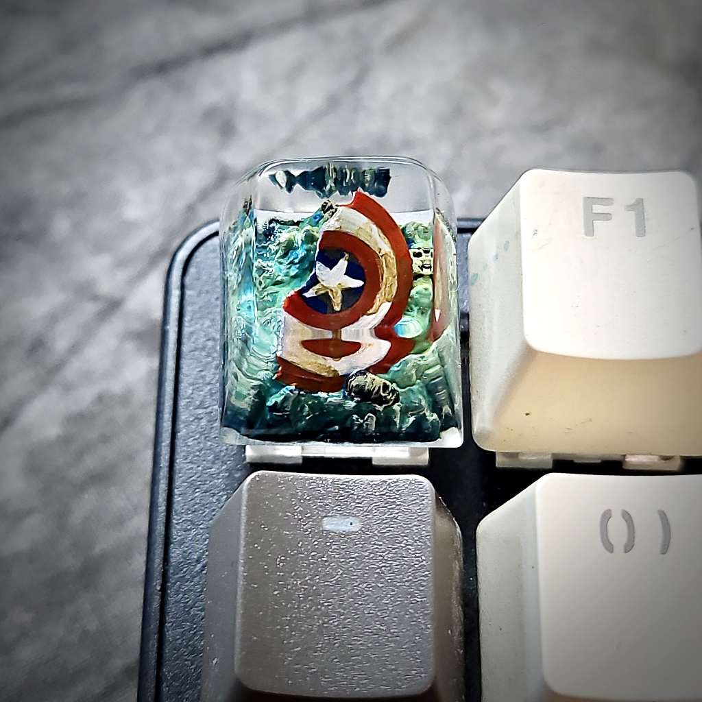 Handmade Captain America Keycap | Premium Epoxy Resin | Marvel ...