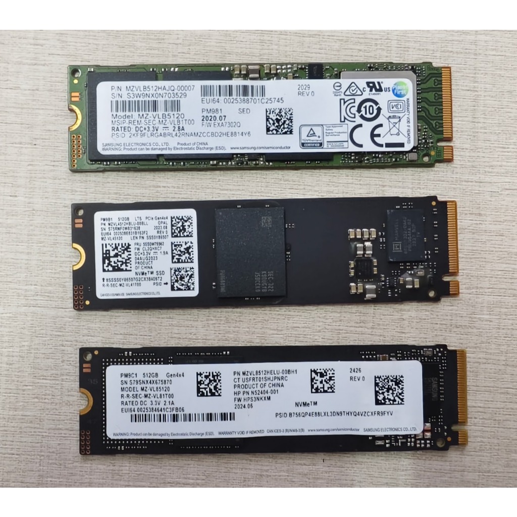 High-speed SSD. NVMe many brands, PM9F1/ PM9A1 / PM981 /PM981a / PM9C1 ...