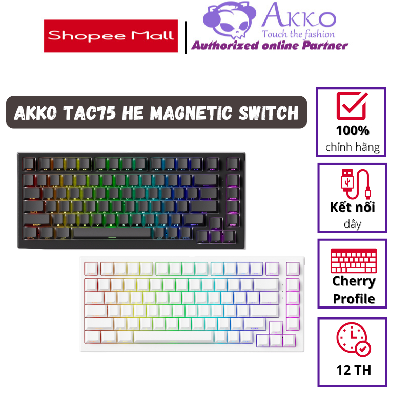 AKKO TAC75 Black/White HE Magnetic Switch Mechanical Keyboard | Shopee Malaysia