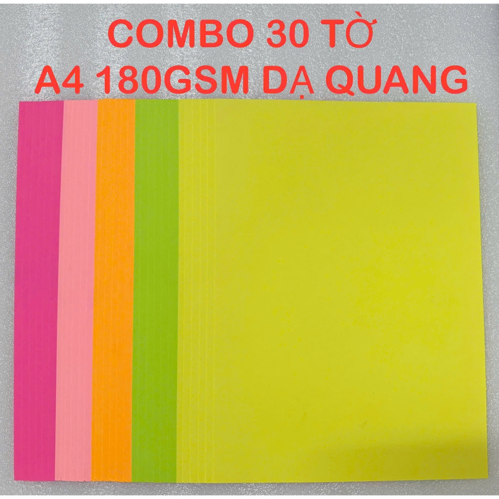 A4 luminous color paper 180gsm l Cardboard paper (combo of 30 sheets of ...