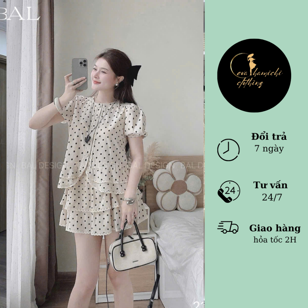 Eva hamichi super pretty lace polka dot Set | Shopee Malaysia