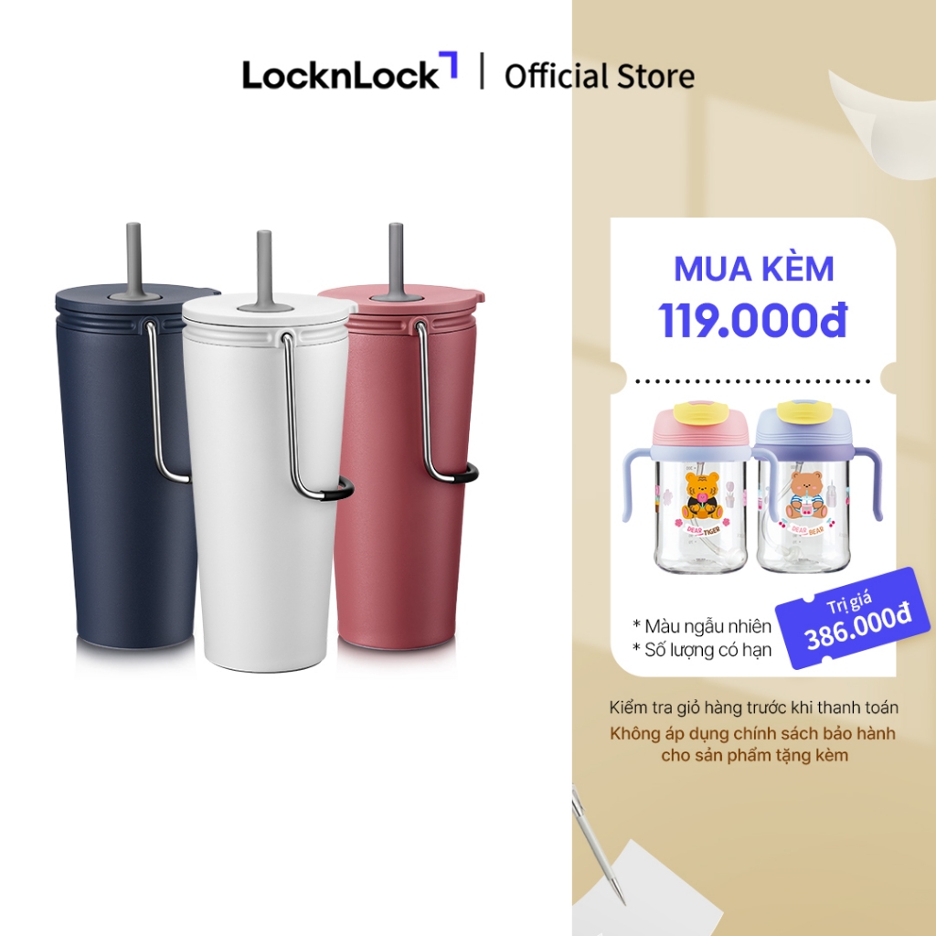 LOCK & LOCK Lock Bucket Tumbler W/Straw 540ml with Straw LHC4268 (3 ...