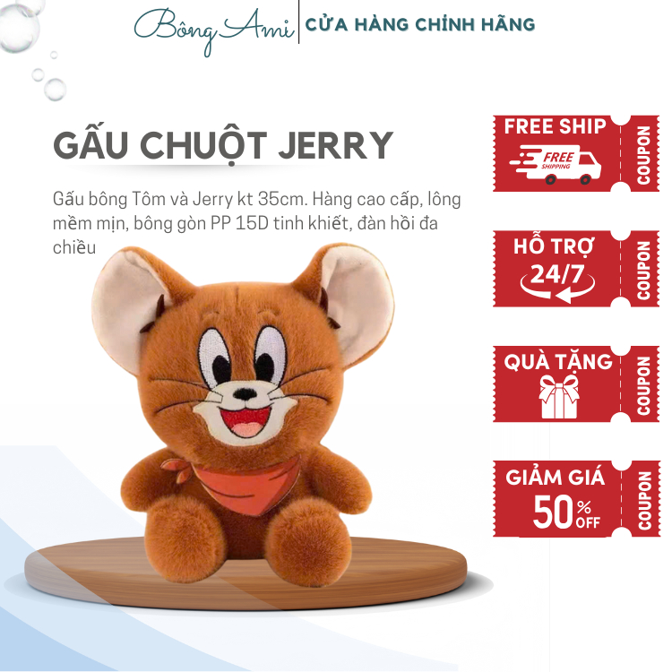 JERRY Mouse teddy bear 35cm soft and smooth, super cute TOM & JERRY ...