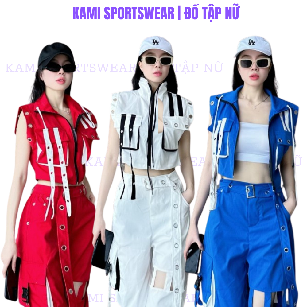 Women's sports vest with khaki pockets for gym, zumba, aerobics, folk ...