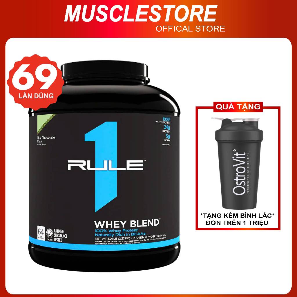 Rule 1 R1 Whey Protein Blend Powdered Milk 2.2 KG (66 - 69 Servings ...