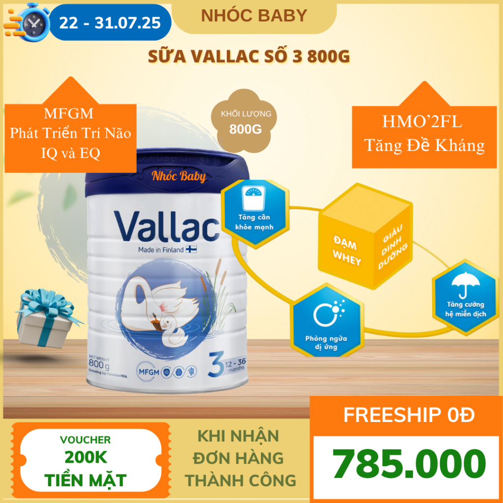 Vallac milk No. 3 formula milk 800g helps strengthen bones and teeth ...