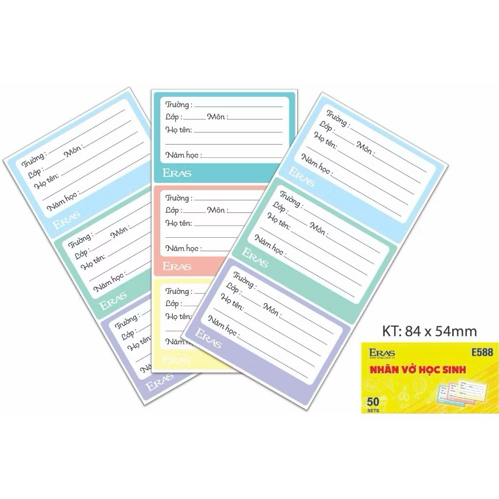 1 box of 750 Eras E588 Pastel Notebook Labels - Large Notebook Labels ...