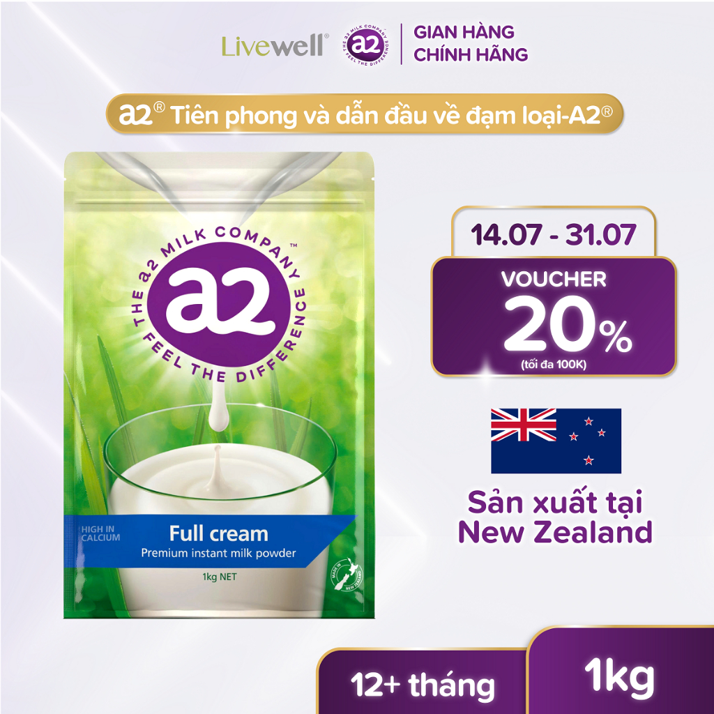 A2 Milk Whole Milk Powder 1kg Bag - A2 Milk Protein Easy to Digest ...