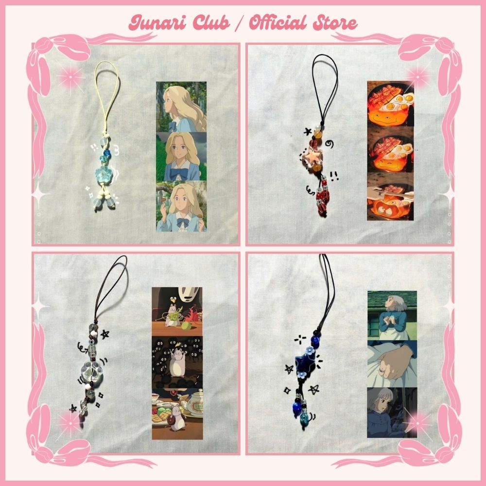 Handmade keychain with ghibli wax rope - Phone and bag hanger - Junari ...