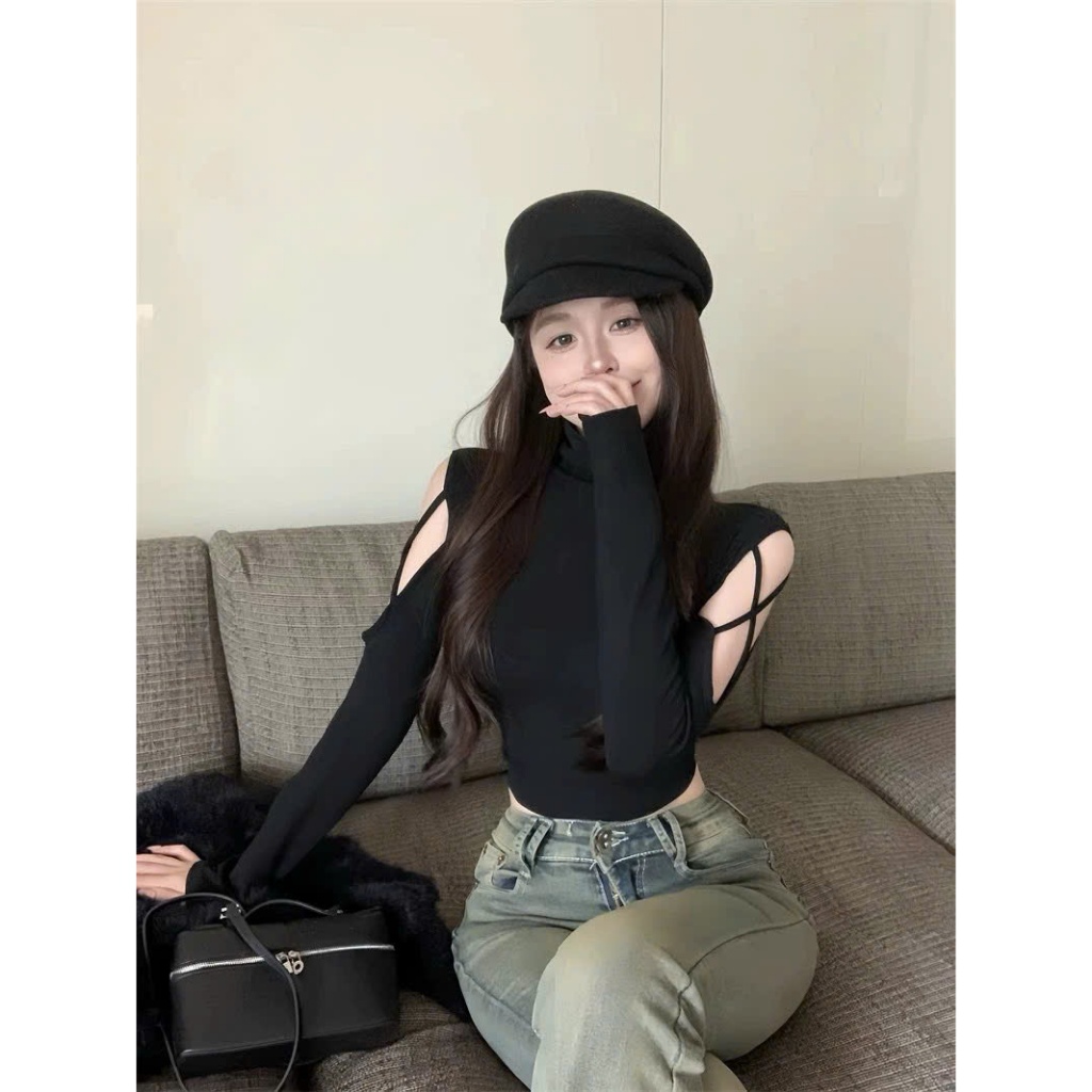 Sexy laydi elliptical off-the-shoulder turtleneck t-shirt gb | Shopee ...