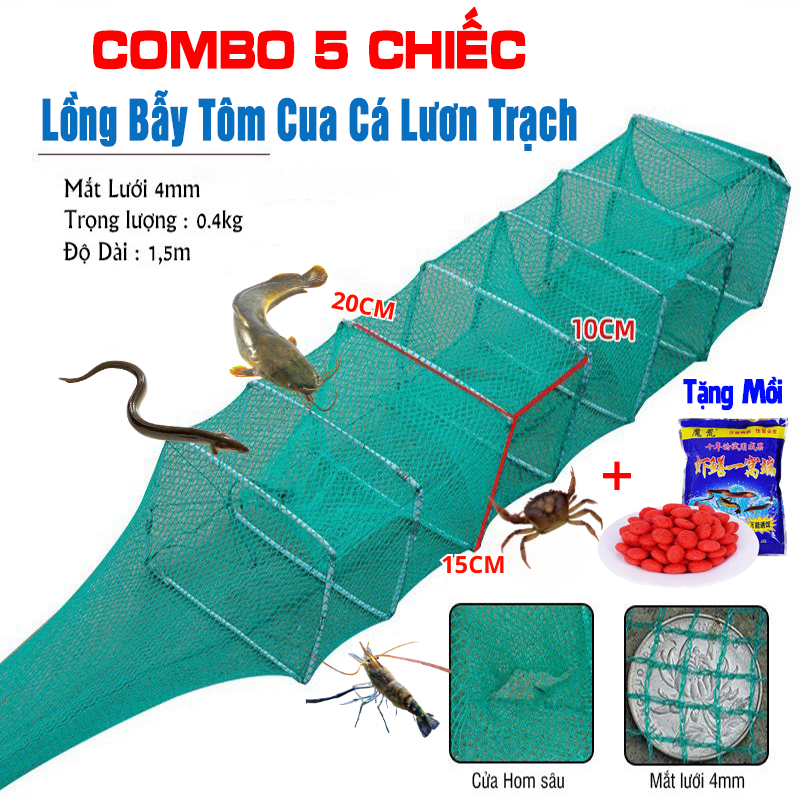 Combo of 5 Trap Cages for Shrimp, Crab, Fish, Eel Trach, 1m long and ...
