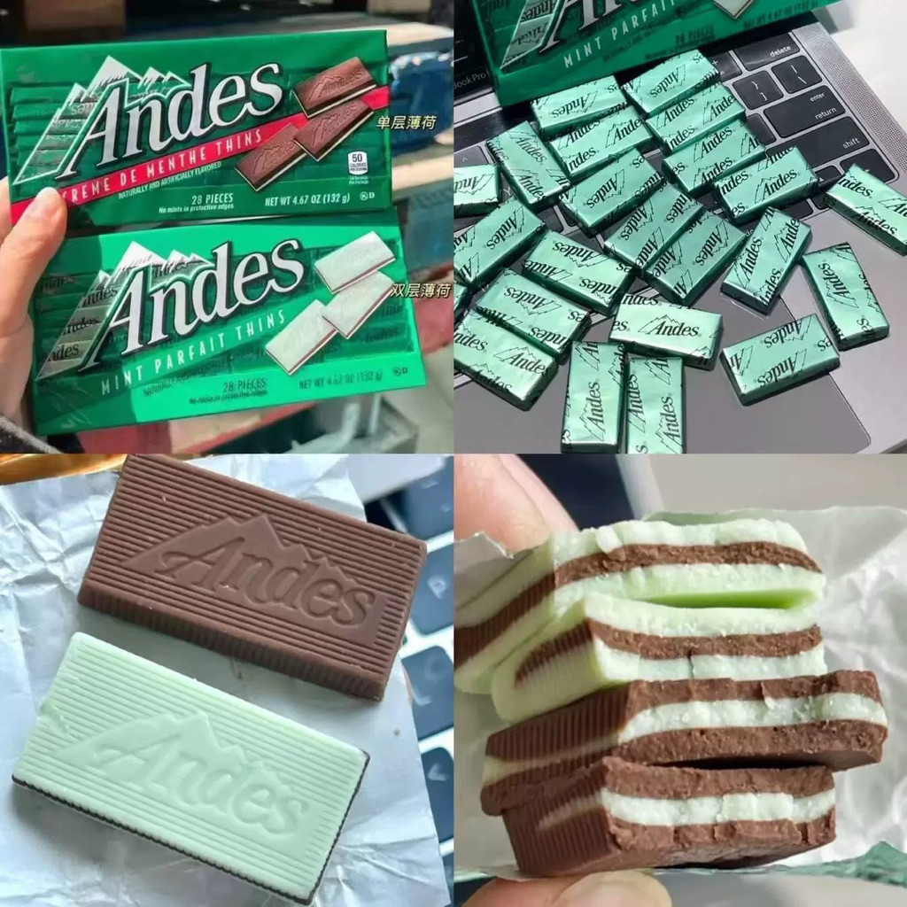 Andes brand mint chocolate candy (132g 1 Box of 28 pieces), imported ...