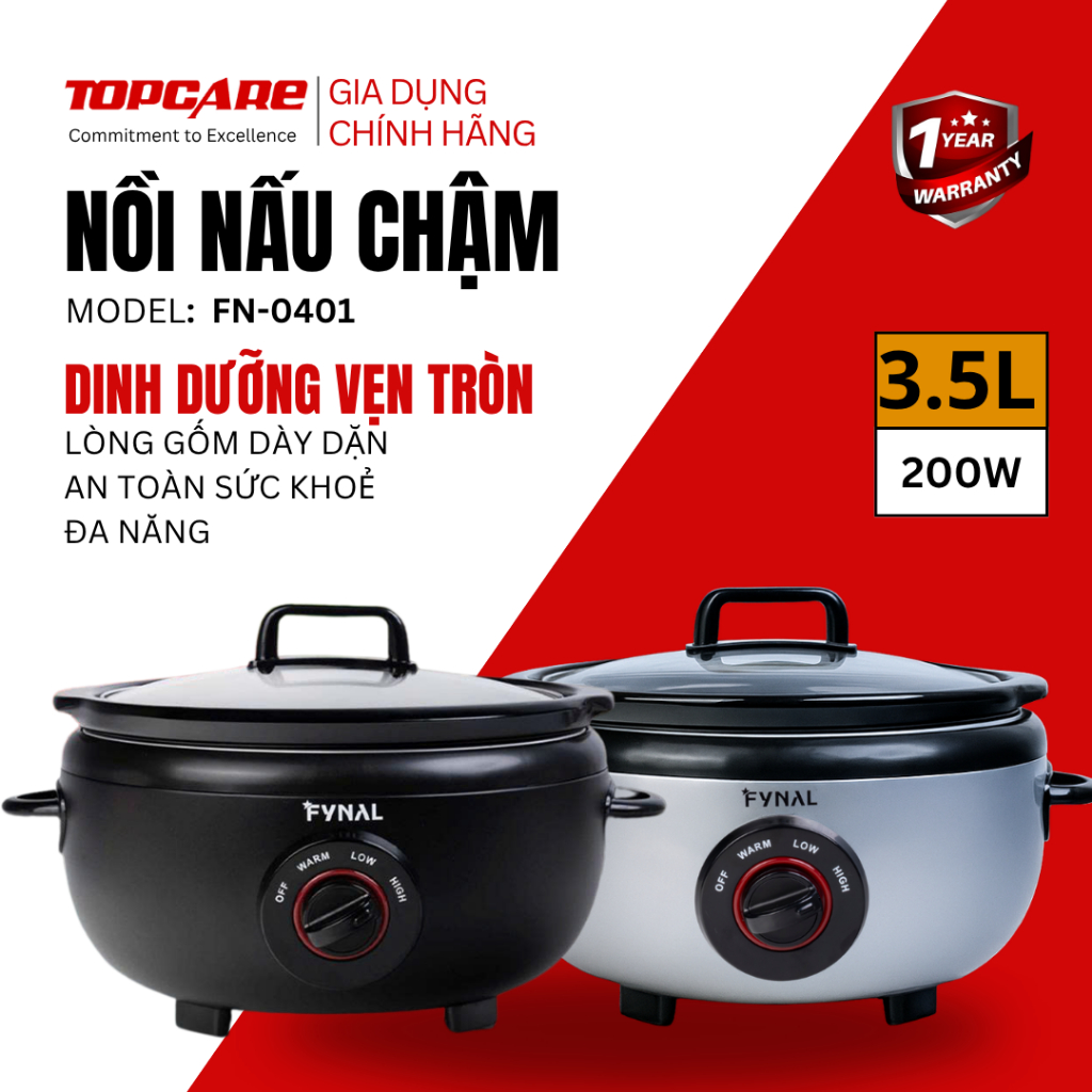 Fynal Fn-SC401 slow cooker, 3.5L capacity, 200W capacity, slow cooker ...