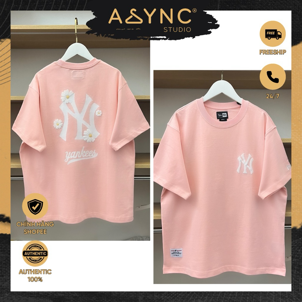 (Auth) New Era x MLB NY Yankees Flower T-Shirt Embossed Big Logo Pastel ...
