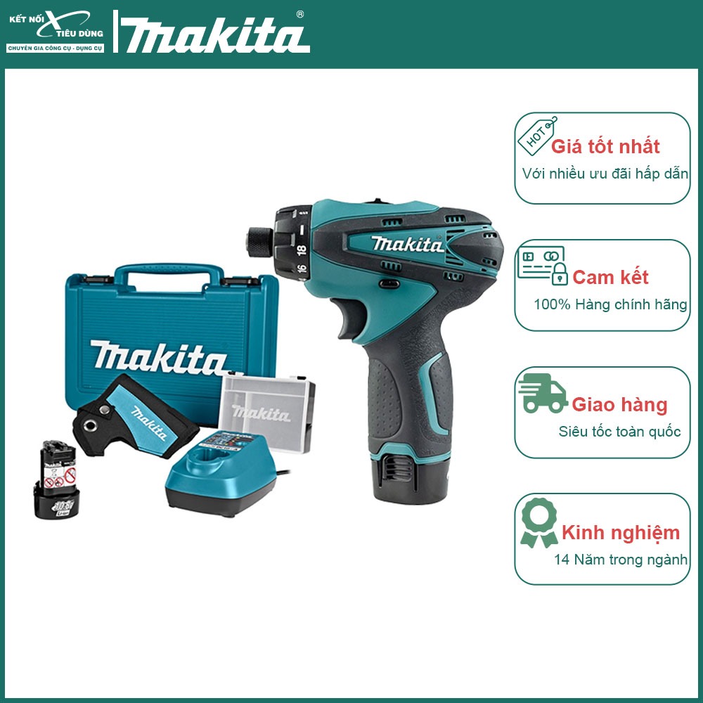 Makita DF030DWE 10.8V battery screwdriver with Consumer Connection ...