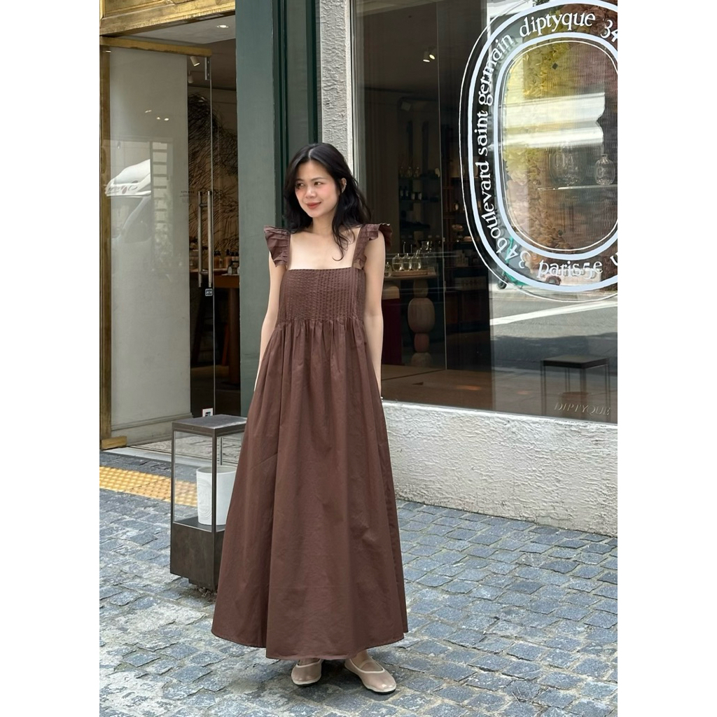 FAE GLOW DRESS | Pleated Maxi Dress with Ruffled Sleeves (original ...