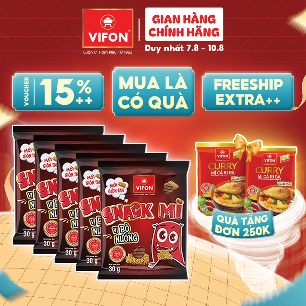 [VOUCHER 15%] Set of 5 packs of VIFON Grilled Beef/Seafood/Cheese ...