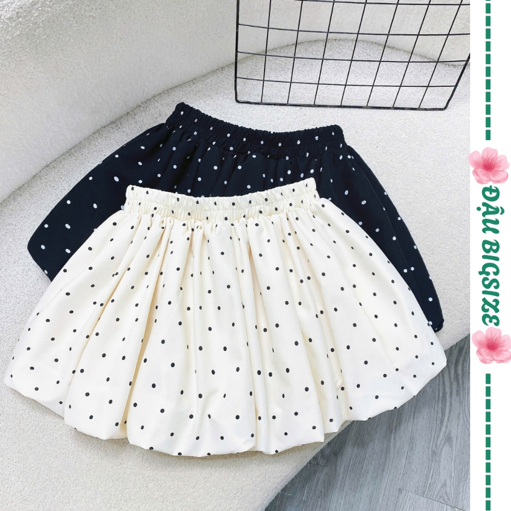 Cute short women's big-size pumpkin skirt with polka dot pattern, soft ...