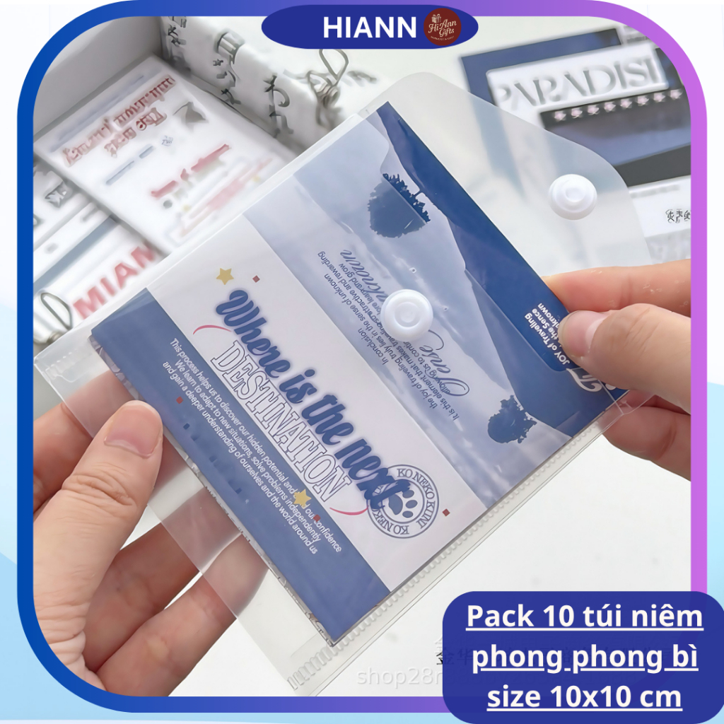Set of 10 transparent plastic envelope sealed bags size 10x10cm, mini ...