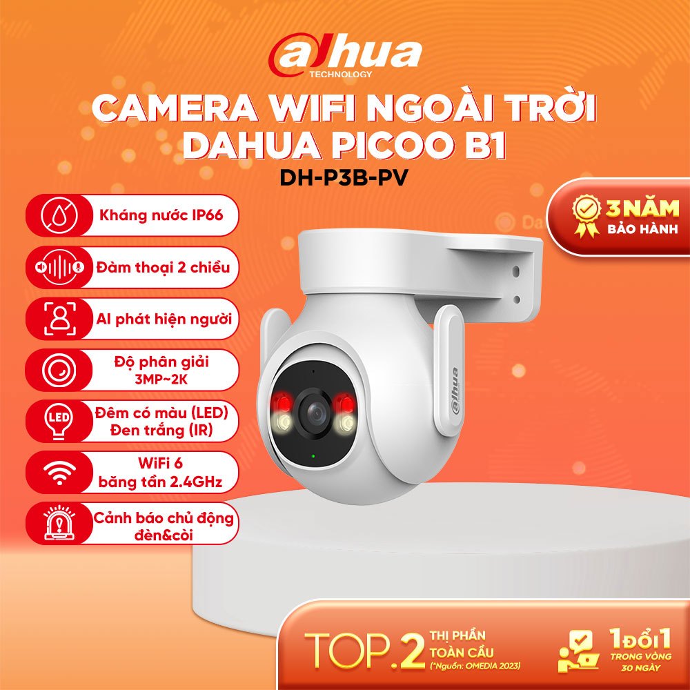 DAHUA DH-P5B-PV Camera 5M/DH-P3B-PV 3M 360 Degree Rotation - 2-Way Talk ...
