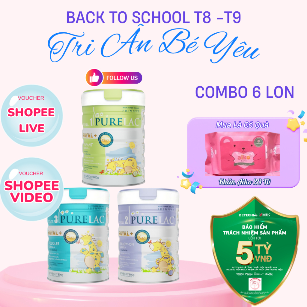 [Combo of 6 Cans] Purelac Formula Milk Powder No. 1, 2, 3 Cans 800gr ...