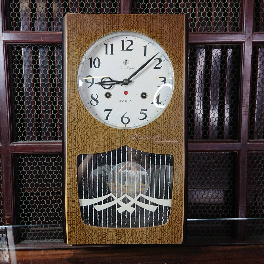 Aichi tokei 30-day Japanese antique wall clock - Original natural wood ...