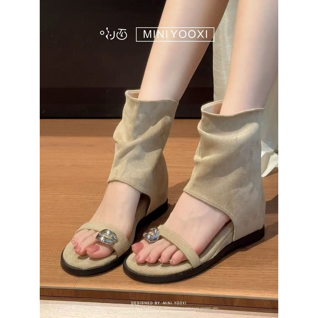 Luna Feminine Suede Sandal Boots 2026 | Shopee Malaysia
