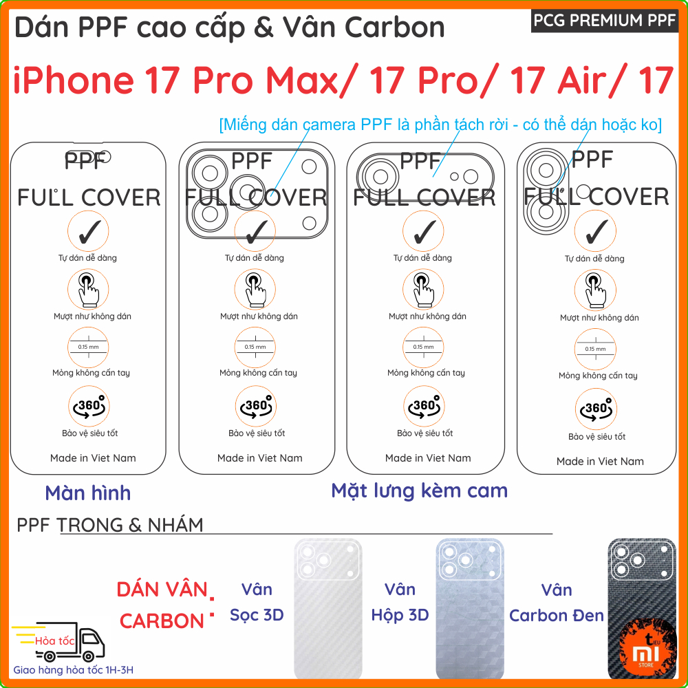 PPF & Skin Carbon stickers for iPhone iP 17 Pro max Promax PM/ 17 Air ...
