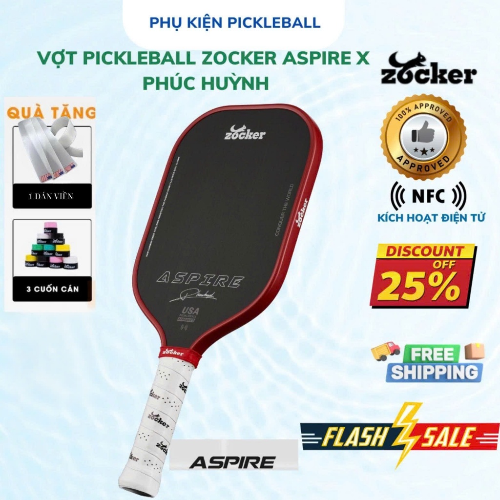 ( GENUINE PRODUCT ) PICKLEBALL ZOCKER ASPIRE x PHUC HUYNH RACKET ...