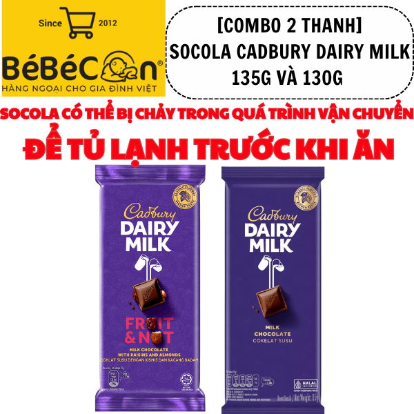[COMBO 2 LARGE SIZES] Cadbury Dairy Milk chocolate bar | Shopee Malaysia